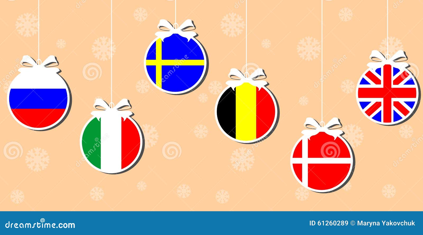 The christmas and flags stock vector. Illustration of graphic - 61260289