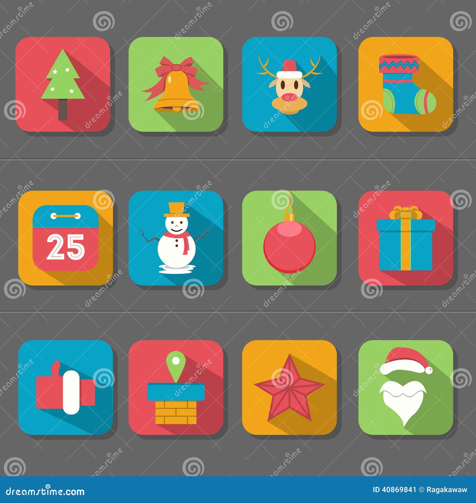 Christmas Flat Design Icon stock vector. Illustration of holly - 40869841