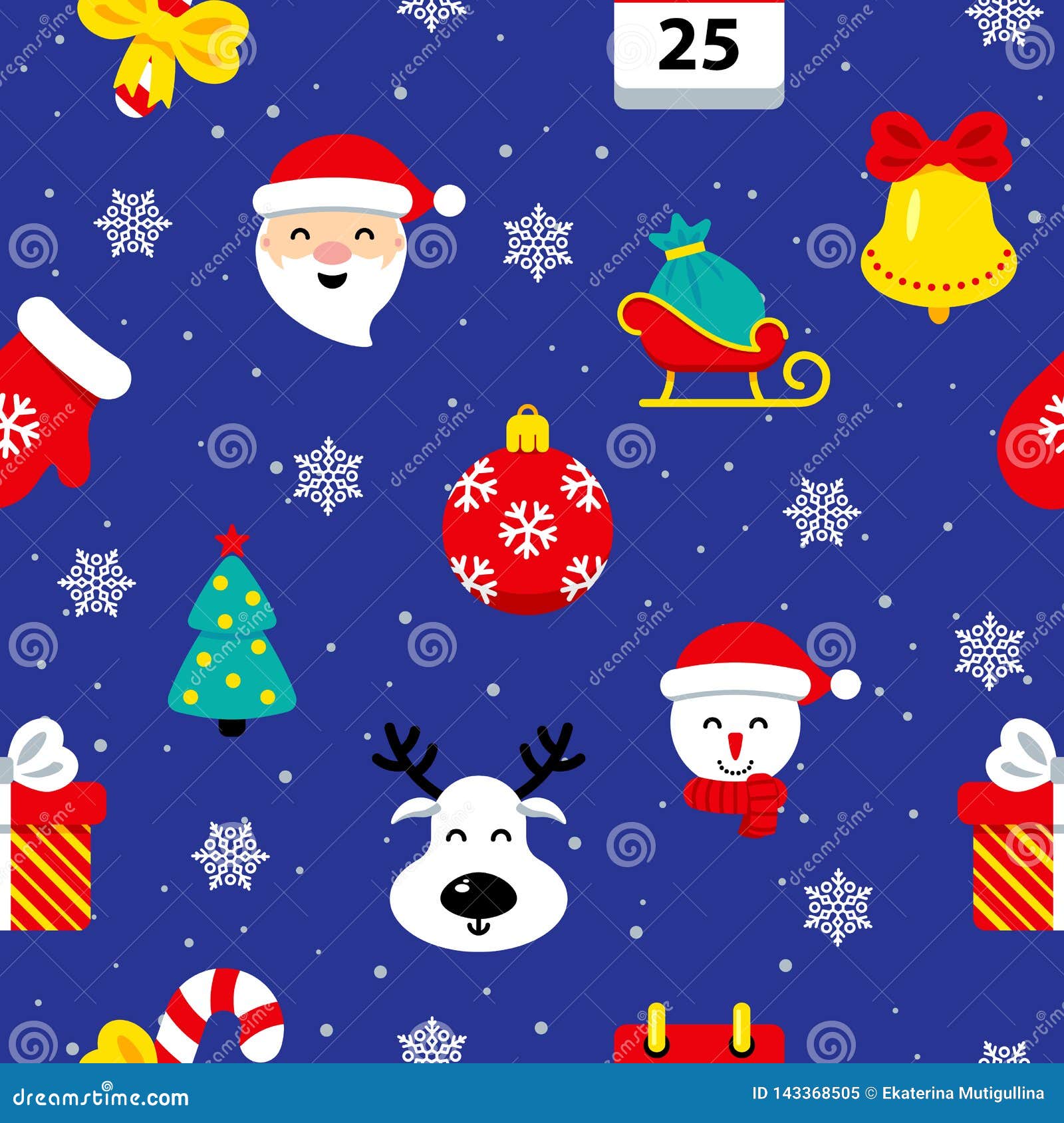 Christmas Flat Seamless Pattern Stock Vector - Illustration of ...
