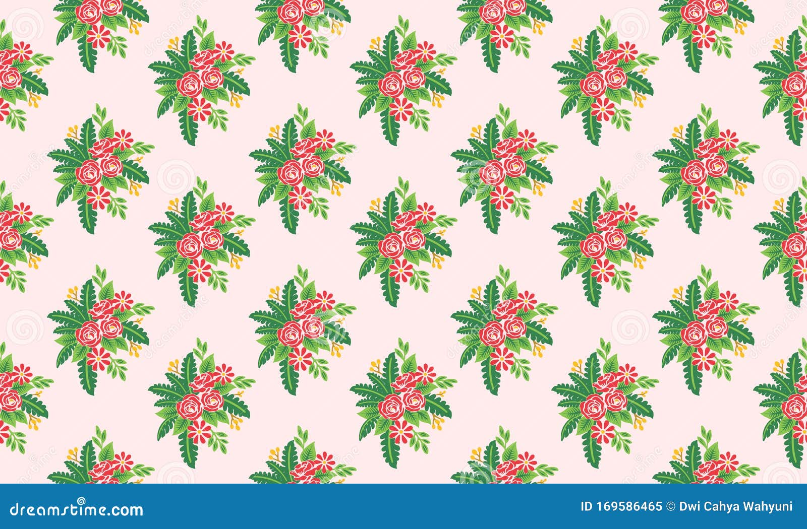 Christmas Flower Pattern Background, with Leaf and Red Rose Flower ...