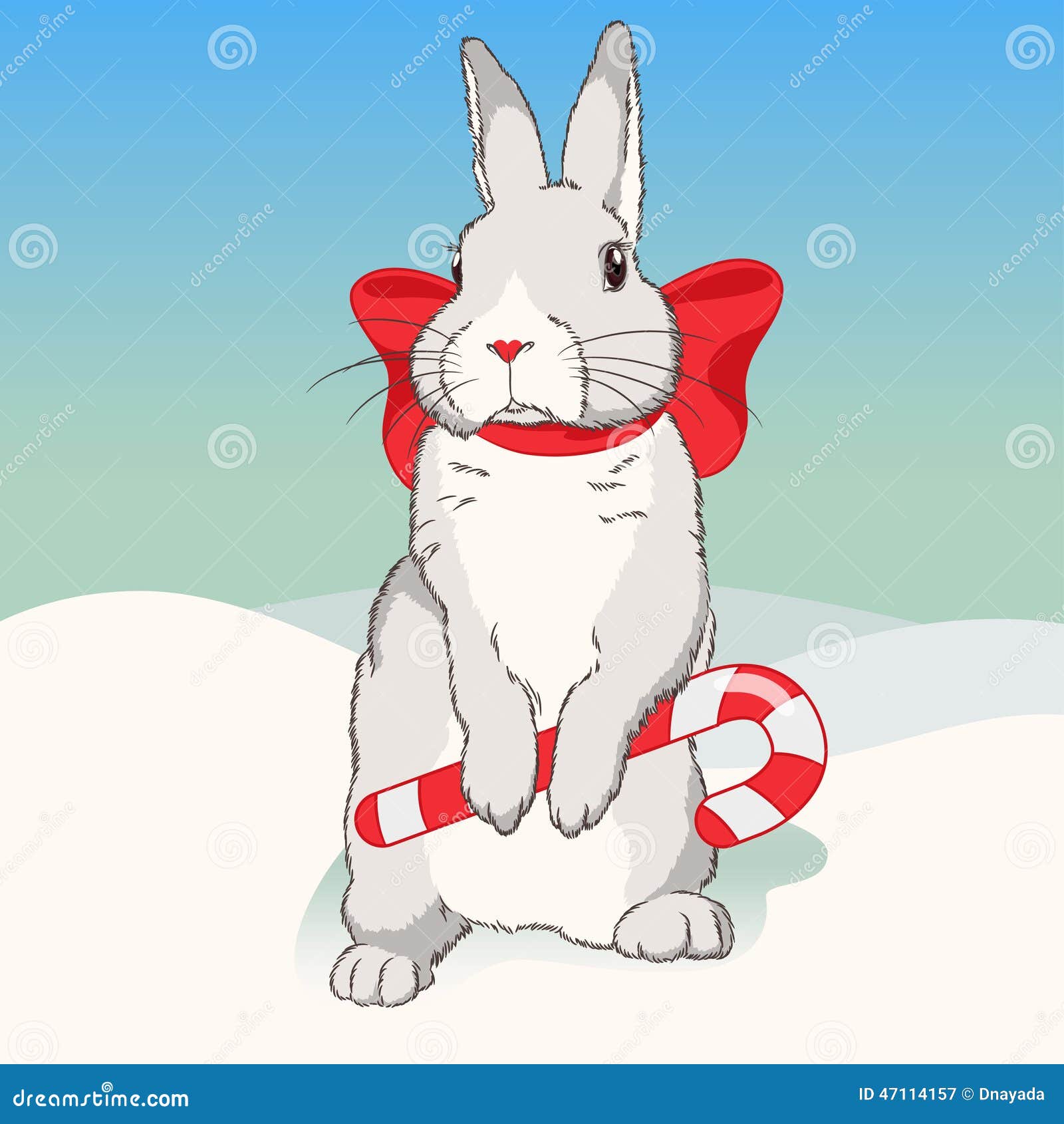 Christmas Fluffy White Standing Rabbit Stock Vector - Illustration of ...