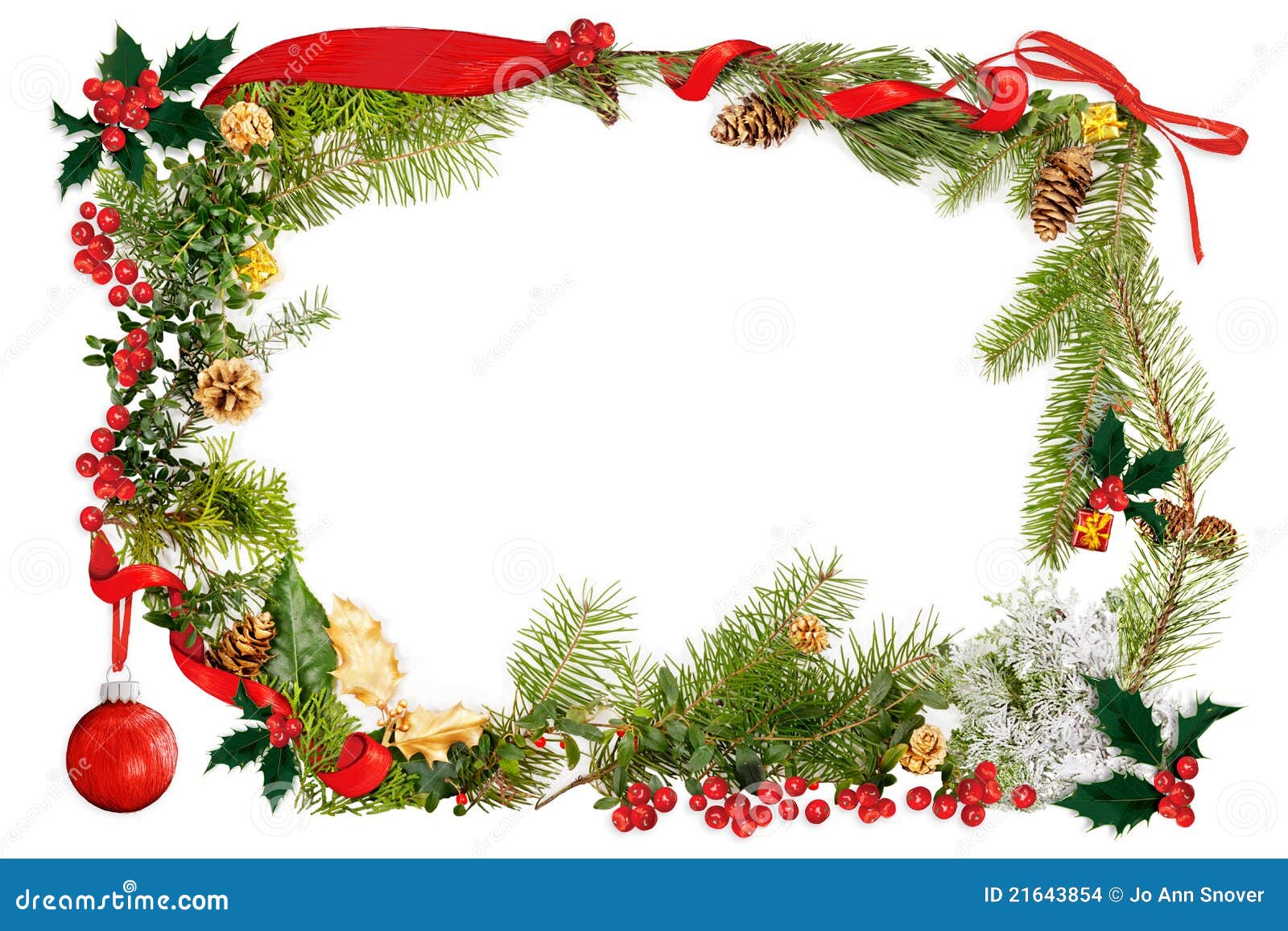 Christmas Foliage & Ribbon Frame Stock Illustration - Illustration of ...