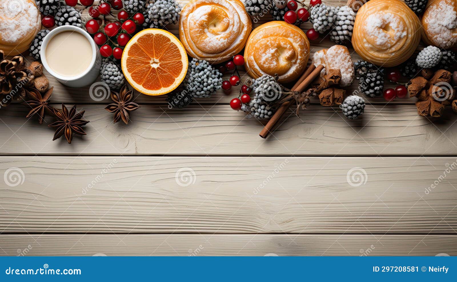 Christmas food border stock image. Image of rustic, berry - 297208581