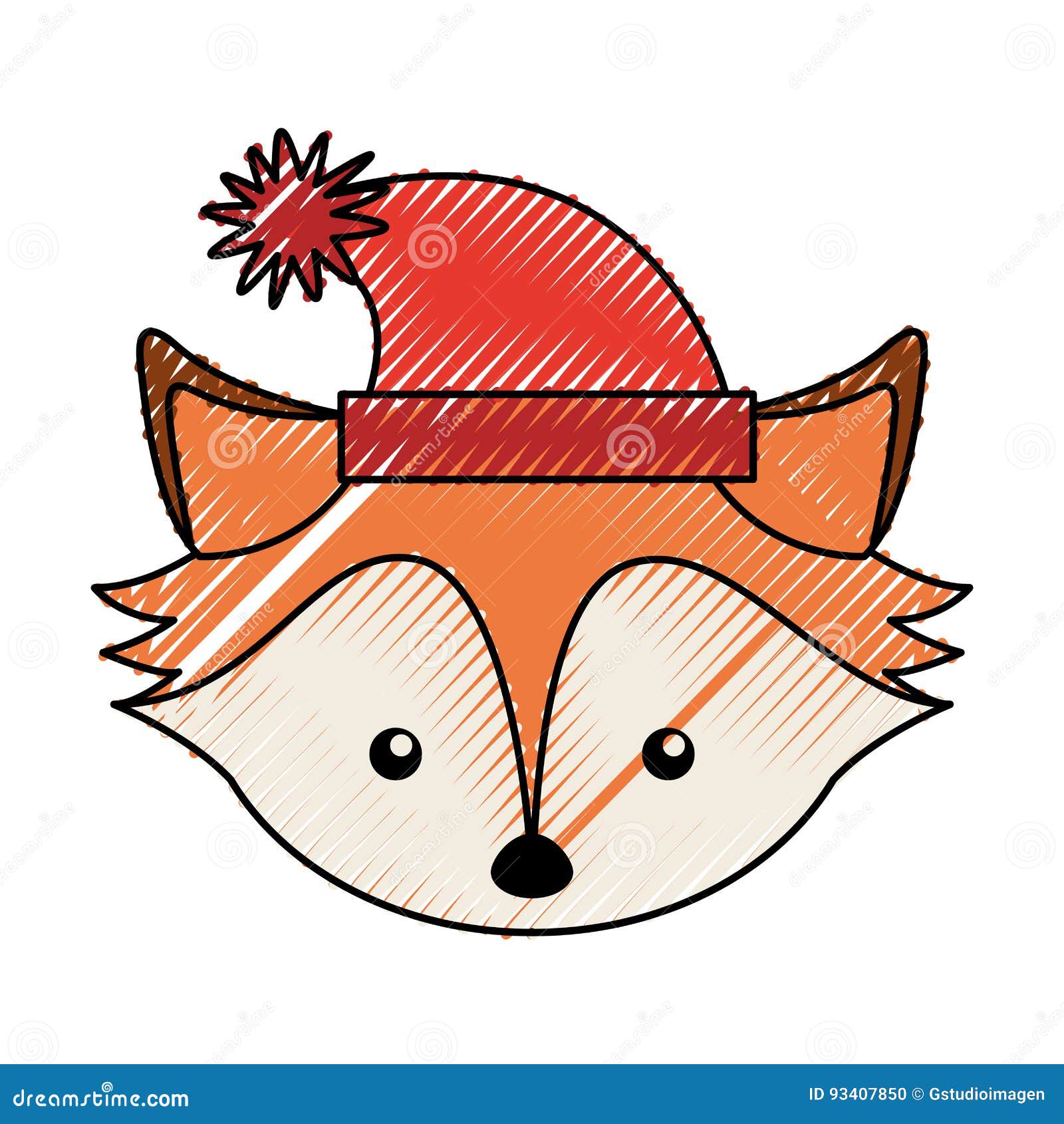 Christmas fox face cartoon stock vector. Illustration of fauna - 93407850