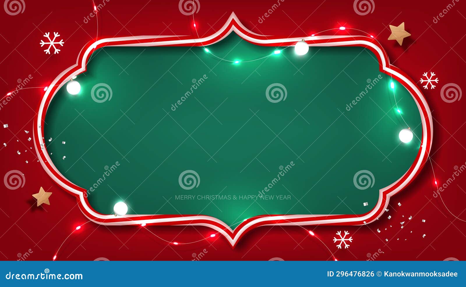Christmas Frame Background with Lights Decorative, Festive Elements ...