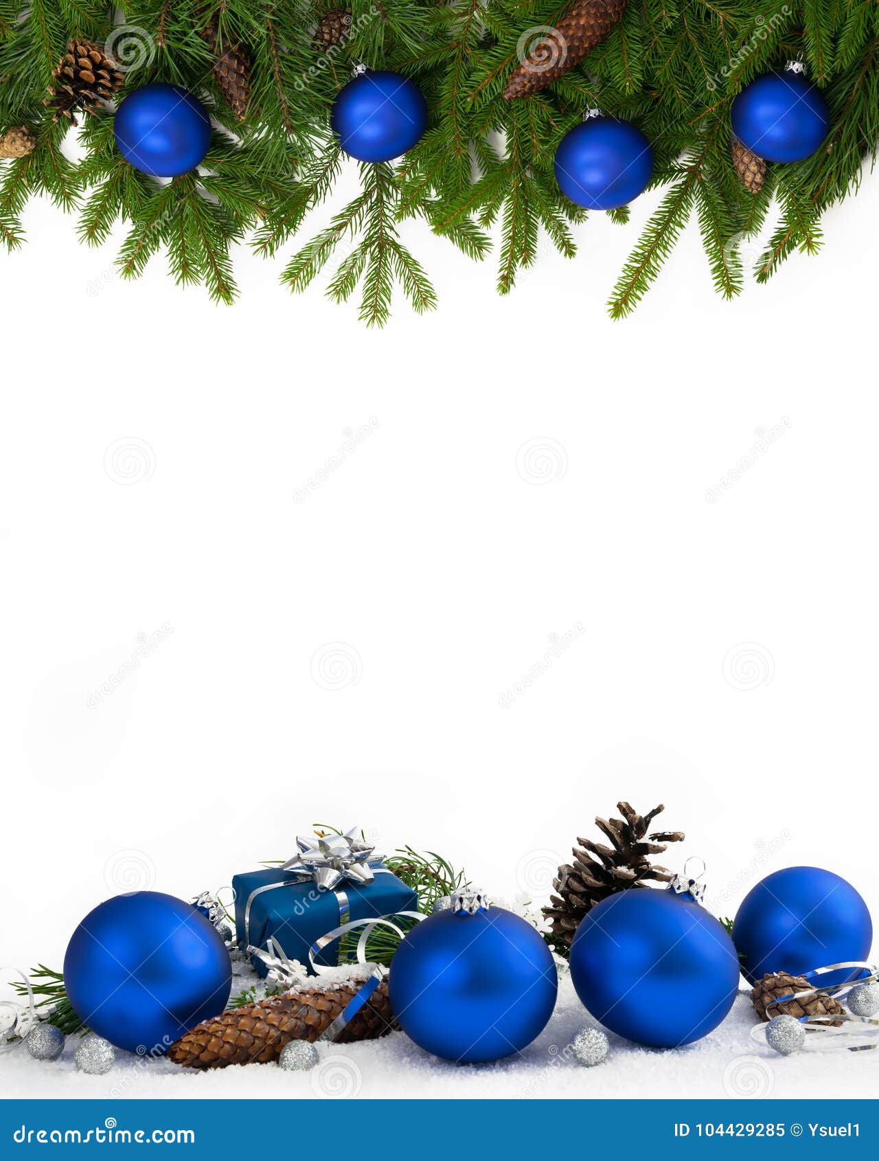 Christmas Frame Blue Baubles Four-fifths Stock Image - Image of ...