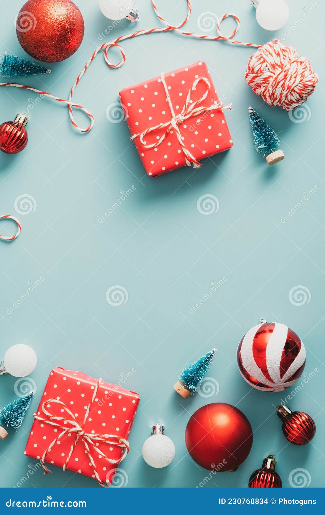 Christmas Frame with Classic Decorations. Vintage Style Stock ...