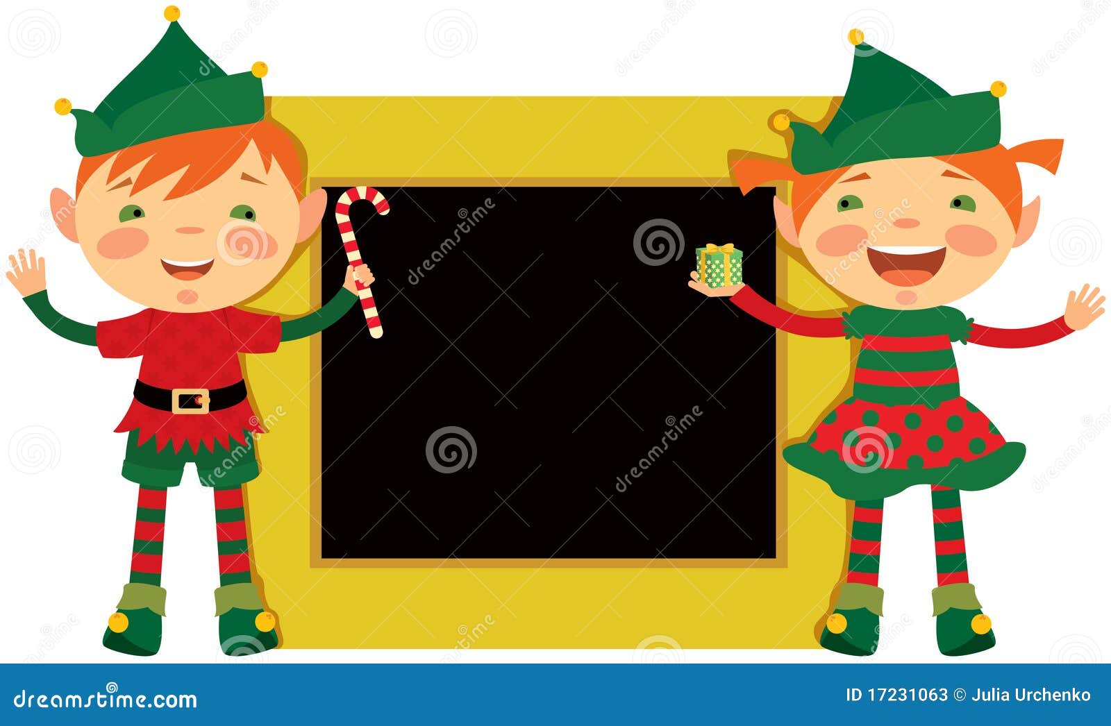 Christmas frame with elves stock vector. Illustration of happy - 17231063