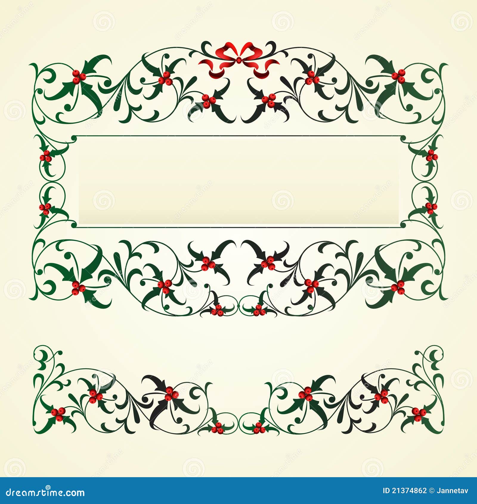 Christmas Frame with Mistletoe Stock Vector - Illustration of card ...