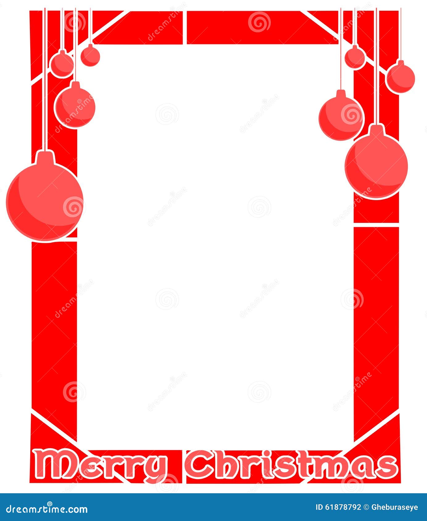 Christmas Frame in Red with Decorations Stock Vector - Illustration of ...