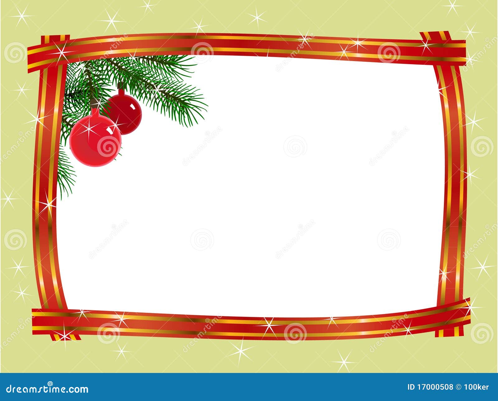 Christmas Frame Ribbon Fir Branches Stock Vector - Illustration of ...