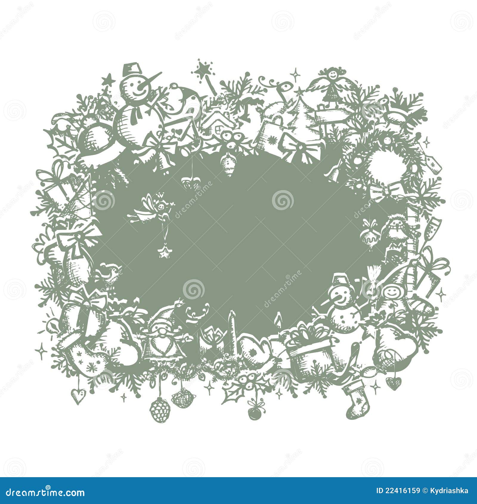 Christmas Frame, Sketch Drawing for Your Design Stock Vector ...
