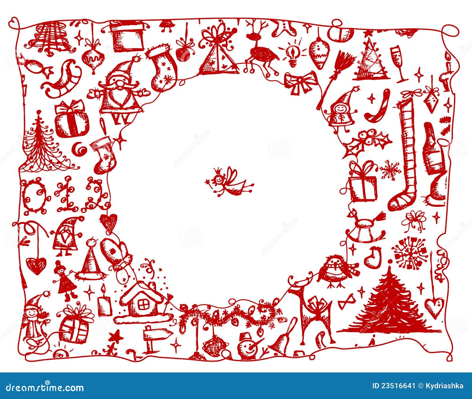 Christmas Frame, Sketch Drawing for Your Design Stock Vector ...
