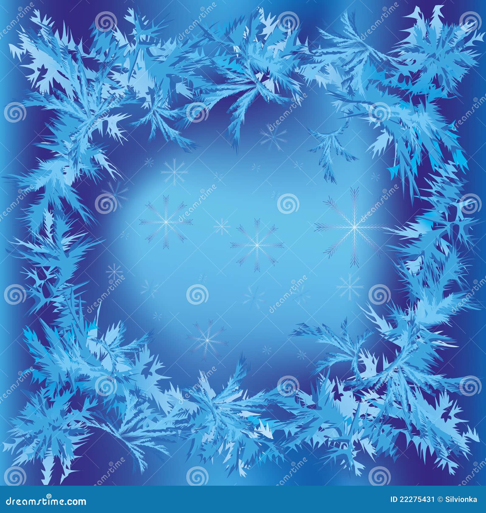 Christmas Frame With Snowflakes And Frosty Pattern Cartoon Vector ...
