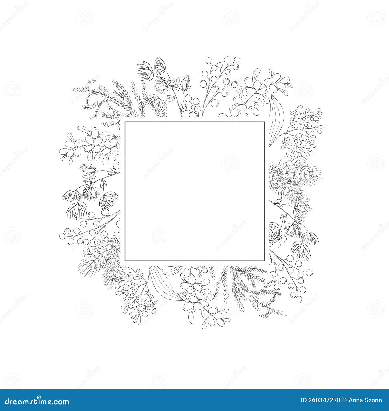 Christmas Frame with Winter Plants. Vector Stock Vector - Illustration ...