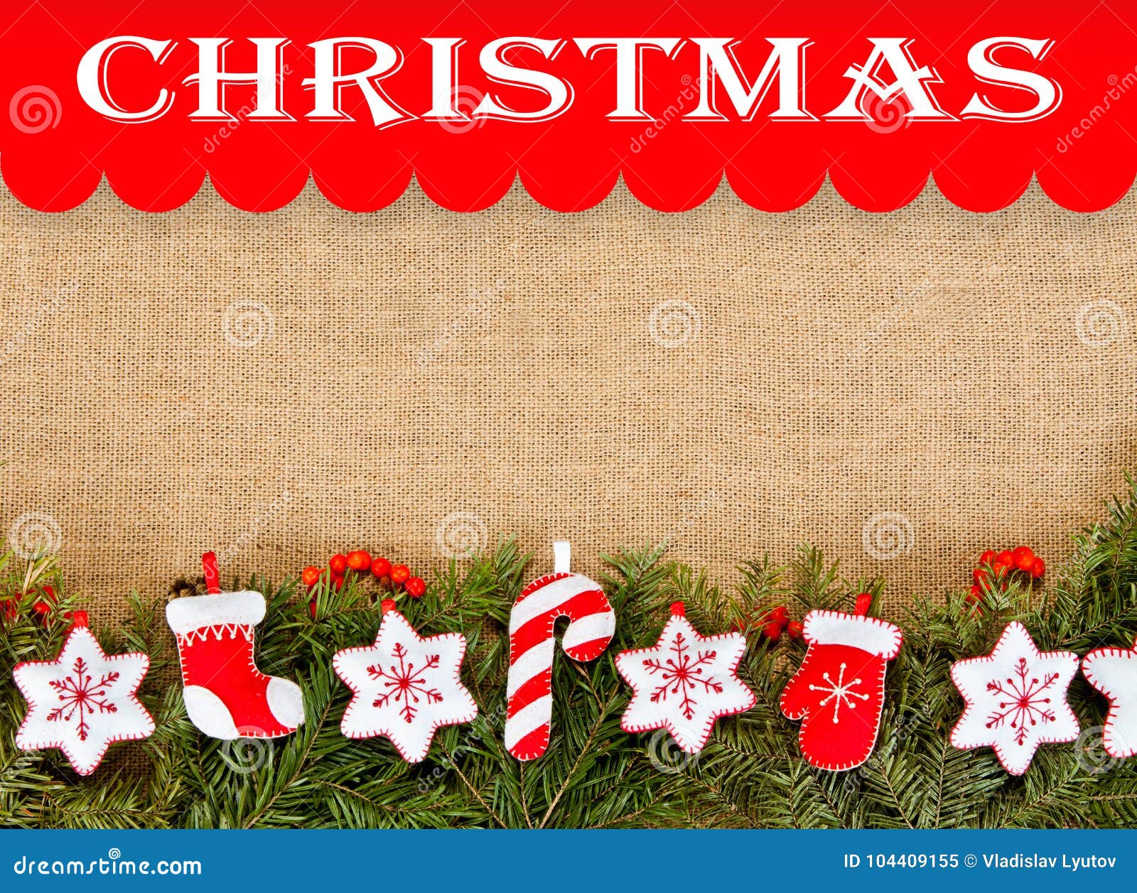 Christmas Framework with Evergreen Fir Tree with Copy Space for Stock ...