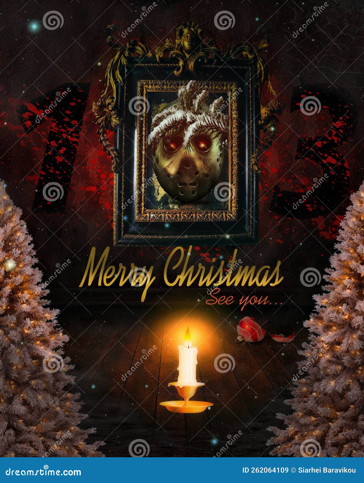 Christmas with Friday the 13th Picture Stock Illustration ...