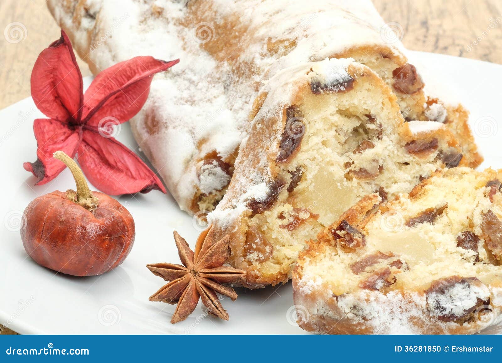 Christmas fruit Stollen stock photo. Image of ornament - 36281850