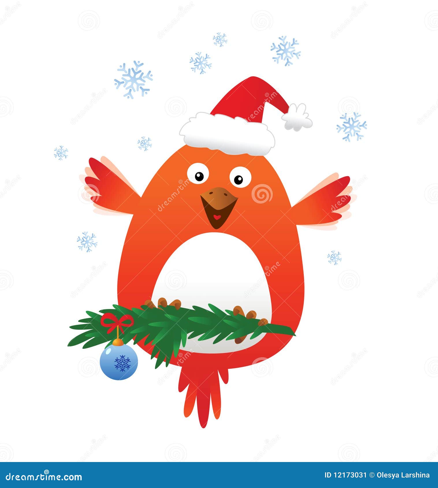Christmas funny bird stock vector. Illustration of message - 12173031