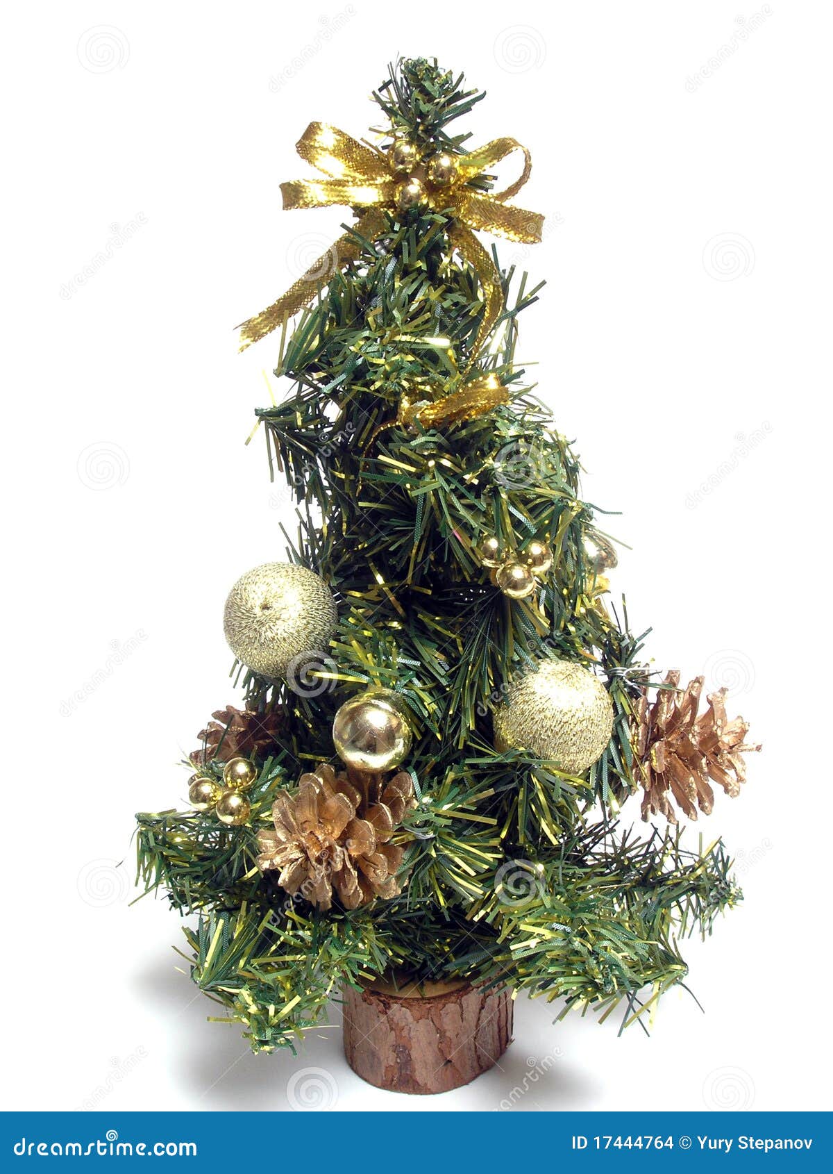 Christmas Fur-tree with Cones and Gifts Stock Photo - Image of gold ...