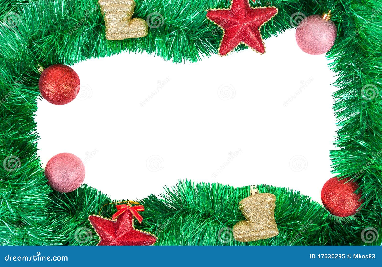 Christmas Garland Frame with Baubles Stock Image - Image of ornament ...