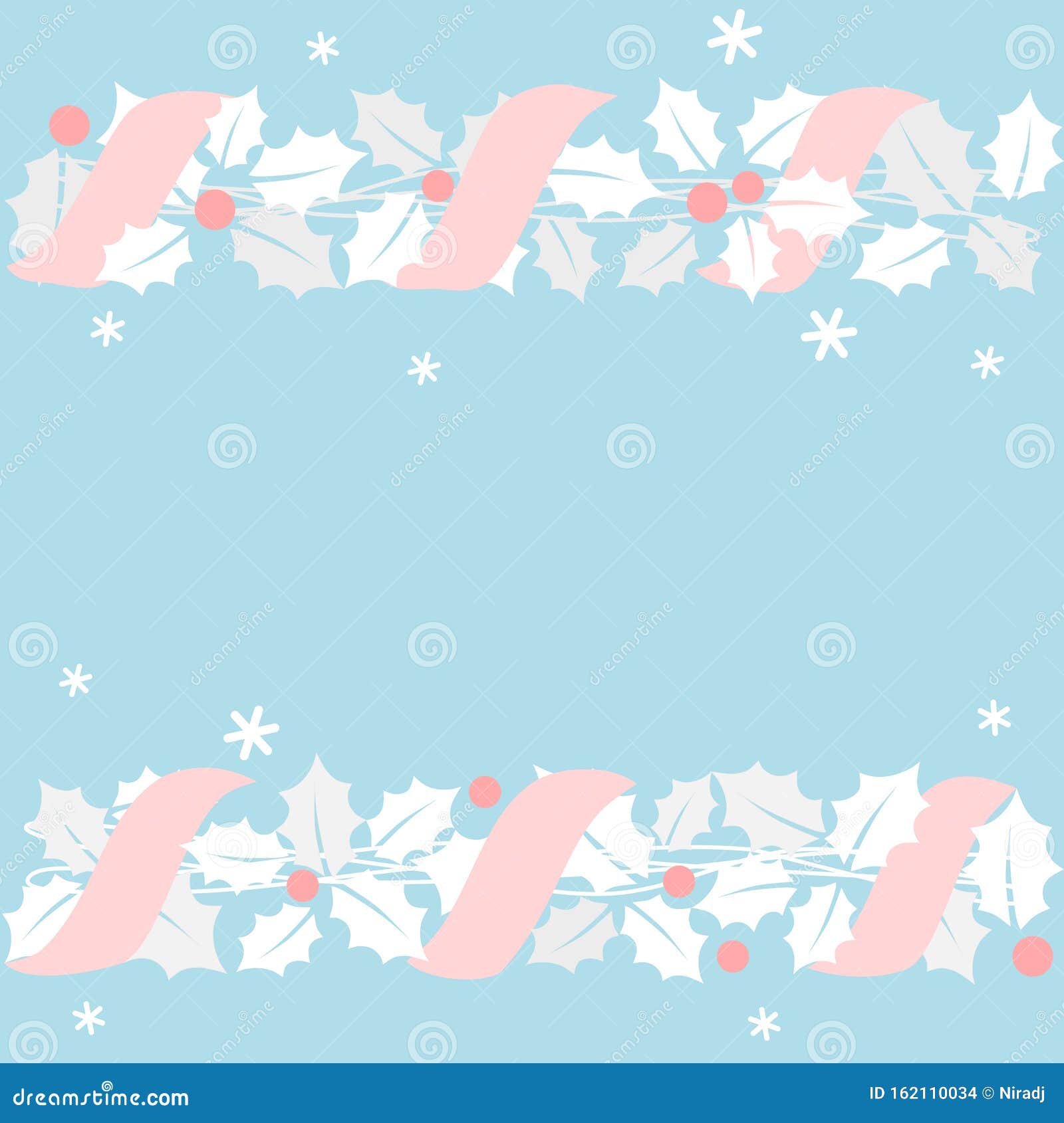 Christmas Garland with Pink Ribbon Stock Vector - Illustration of ...