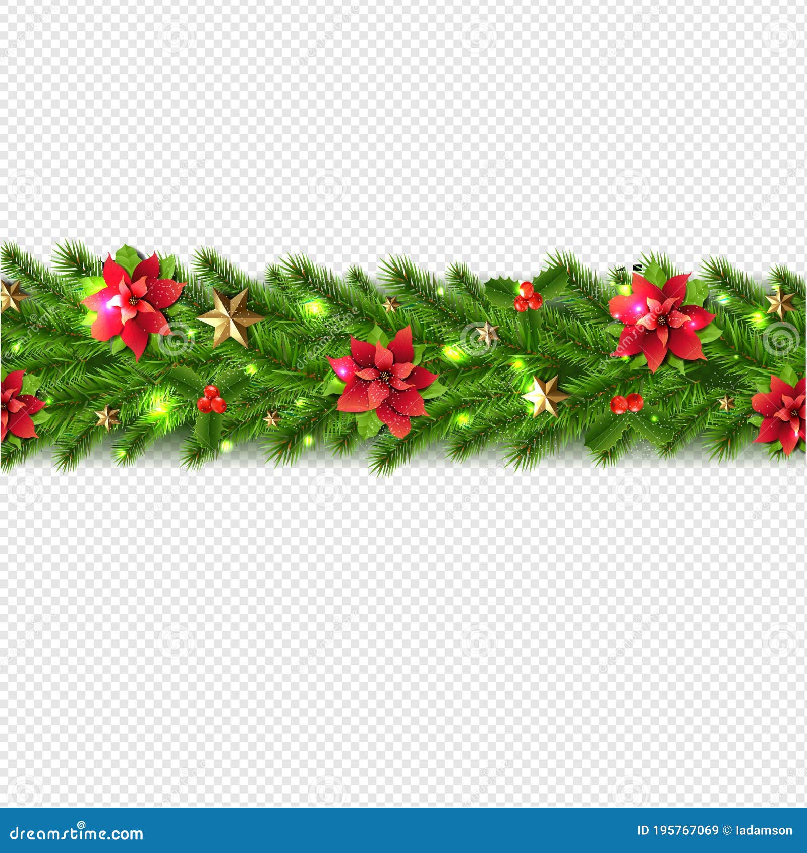 Christmas Garland Poster with Fir Tree Stock Vector - Illustration of ...