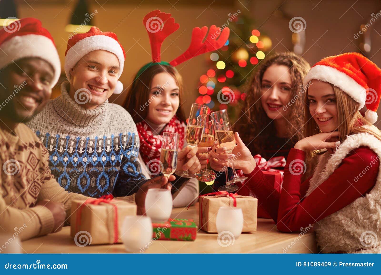Christmas get-together stock image. Image of booze, happy - 81089409