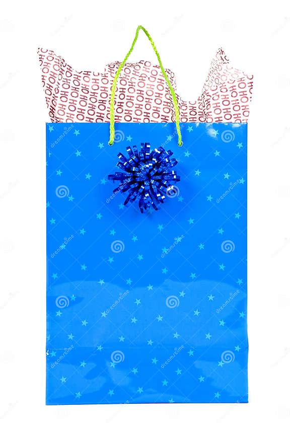 Christmas Gift Bag Isolated on White Stock Photo - Image of white, star ...