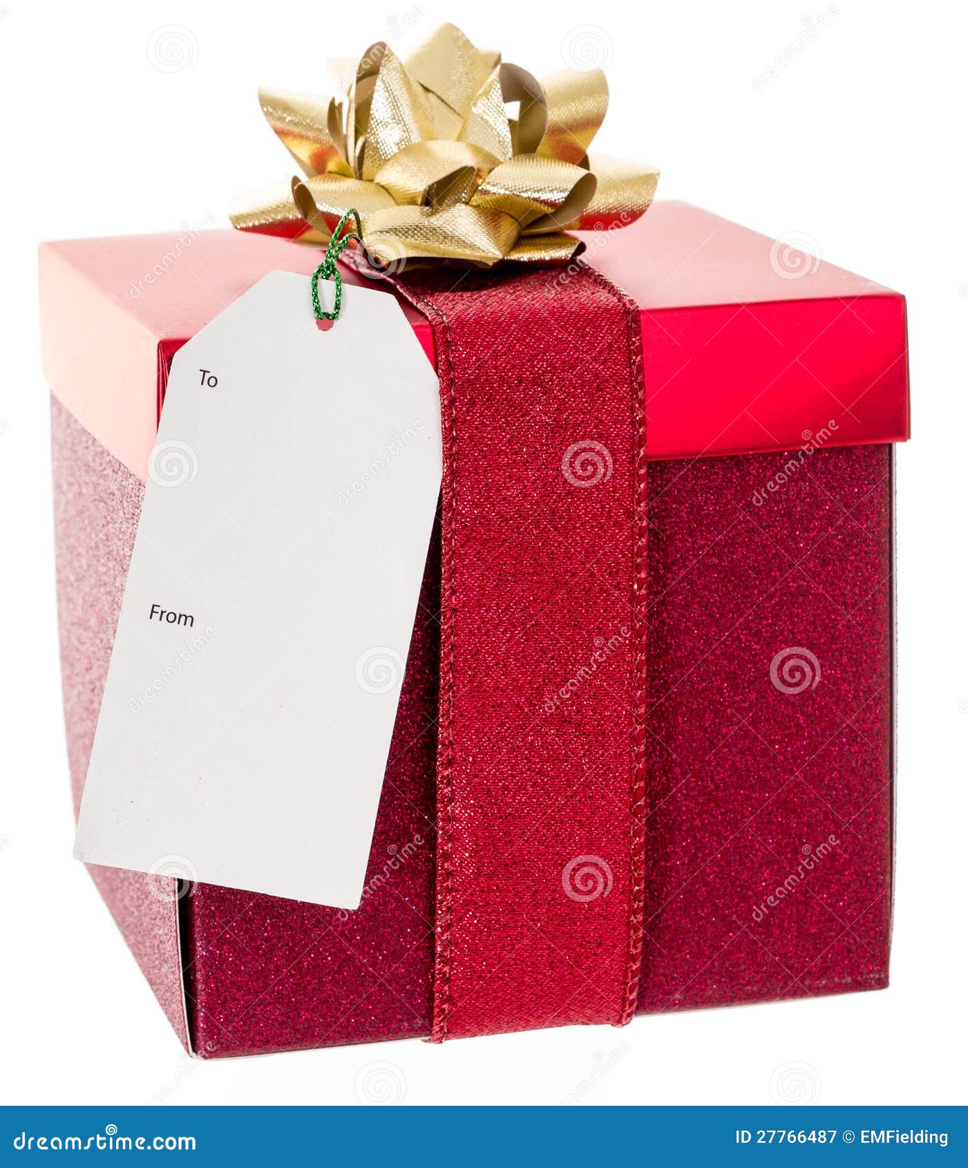 Christmas Gift with Blank Tag Stock Image - Image of gold, gift: 27766487