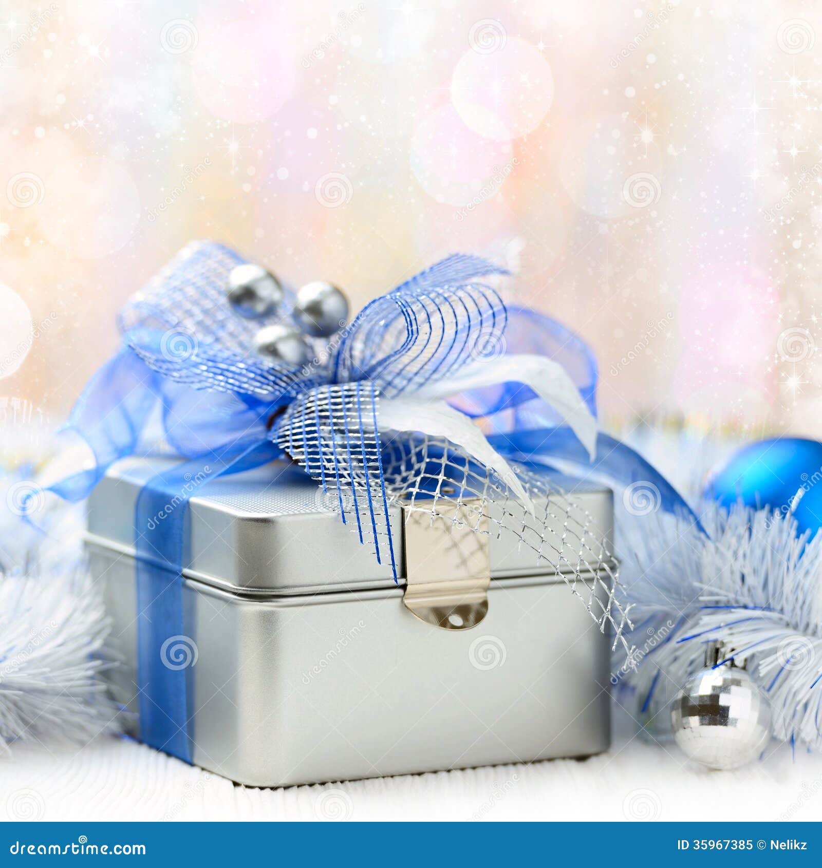 Christmas Gift Box on Abstract Background Stock Image - Image of bauble ...