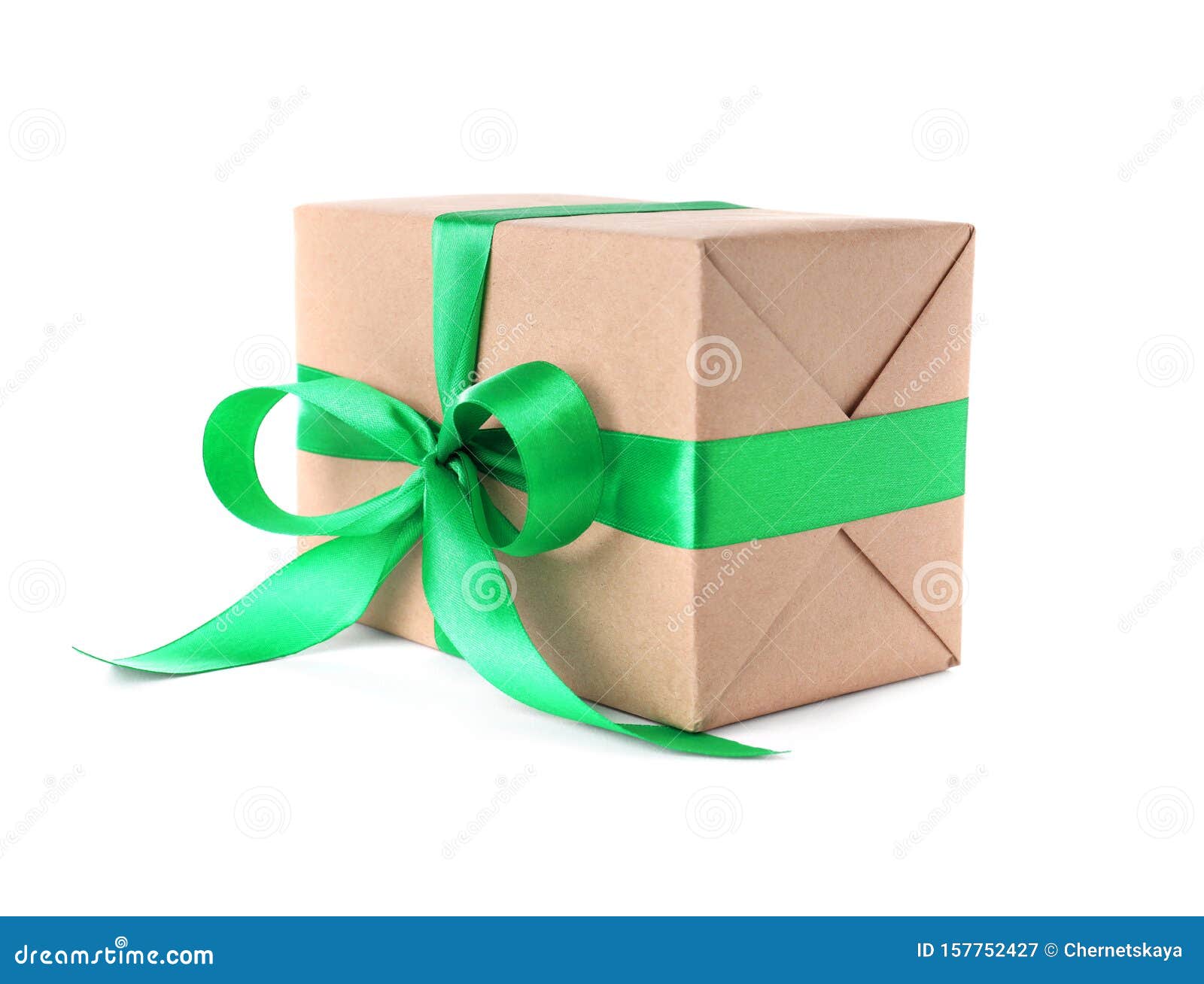Christmas Gift Box Decorated Ribbon Bow on White Background Stock Image ...
