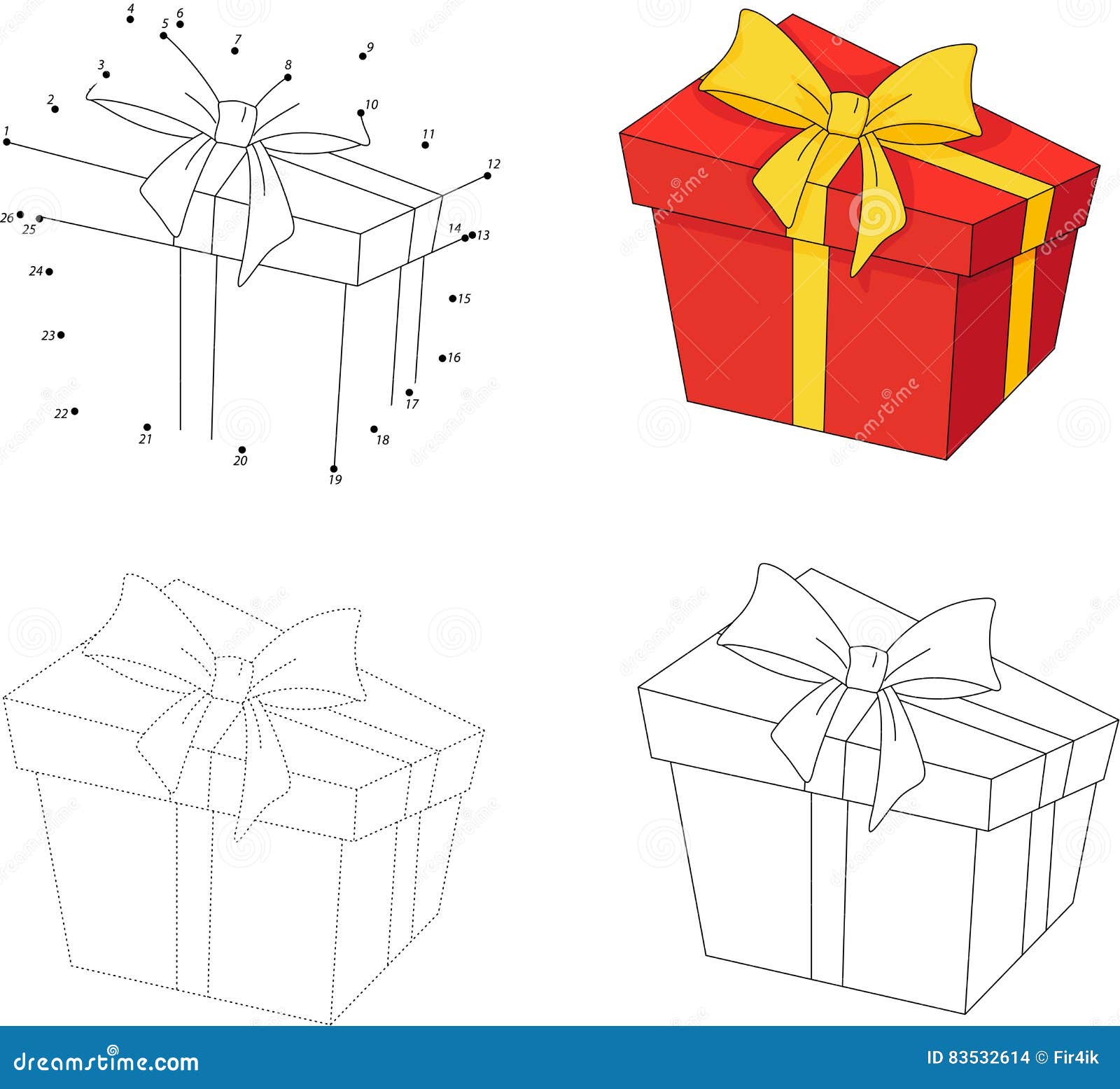 Christmas Gift in a Box. Dot To Dot Game for Kids Stock Vector ...