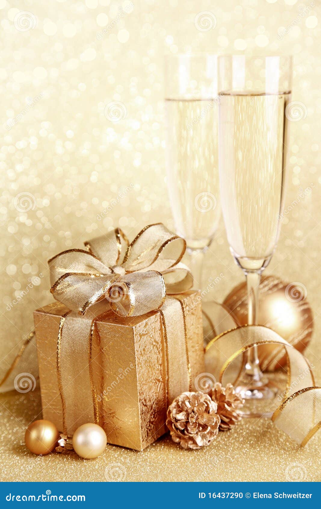 Christmas Gift Box with Glasses Stock Photo - Image of copyspace, blur ...