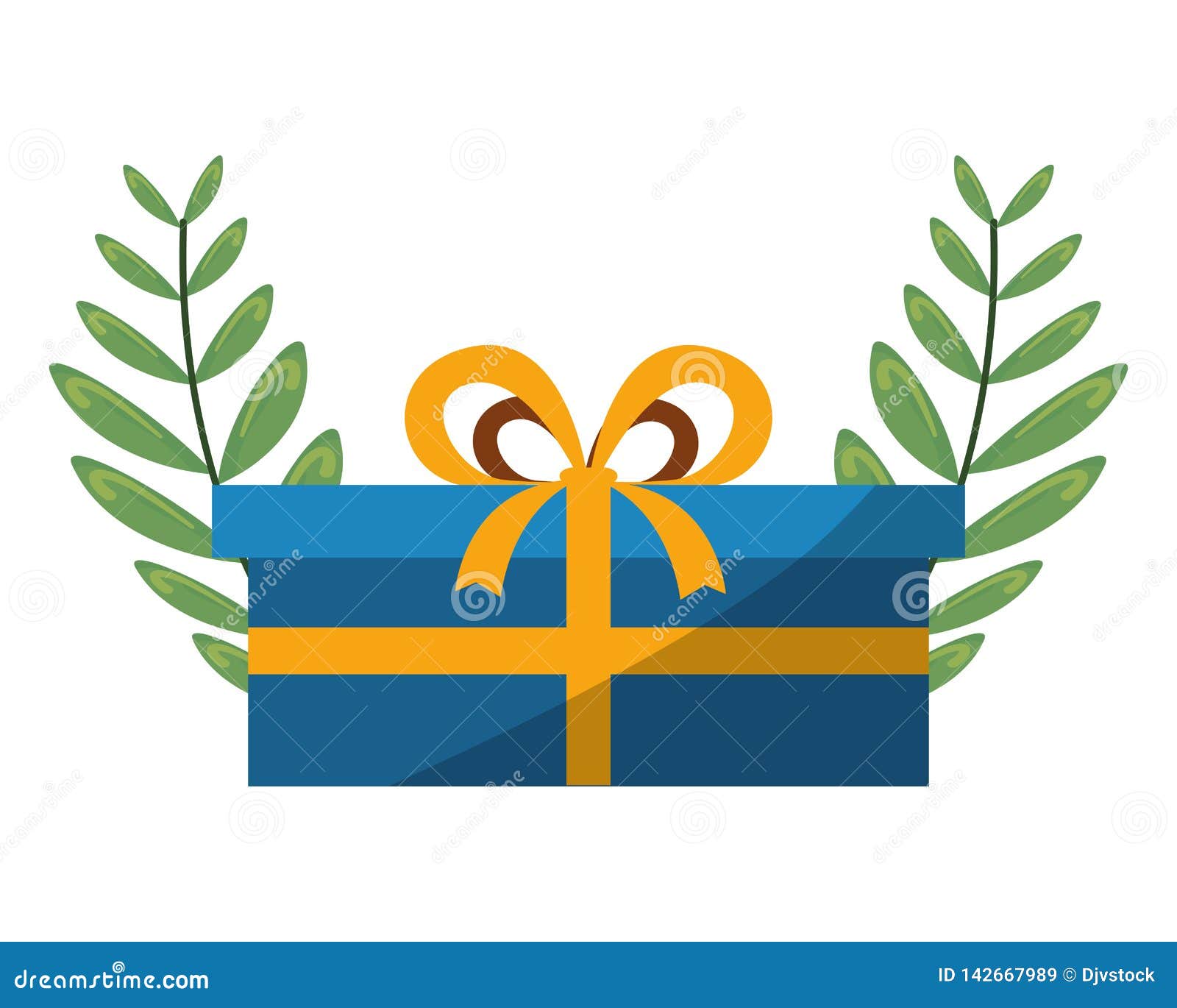 Christmas Gift Box and Leaves Stock Vector - Illustration of christmas ...
