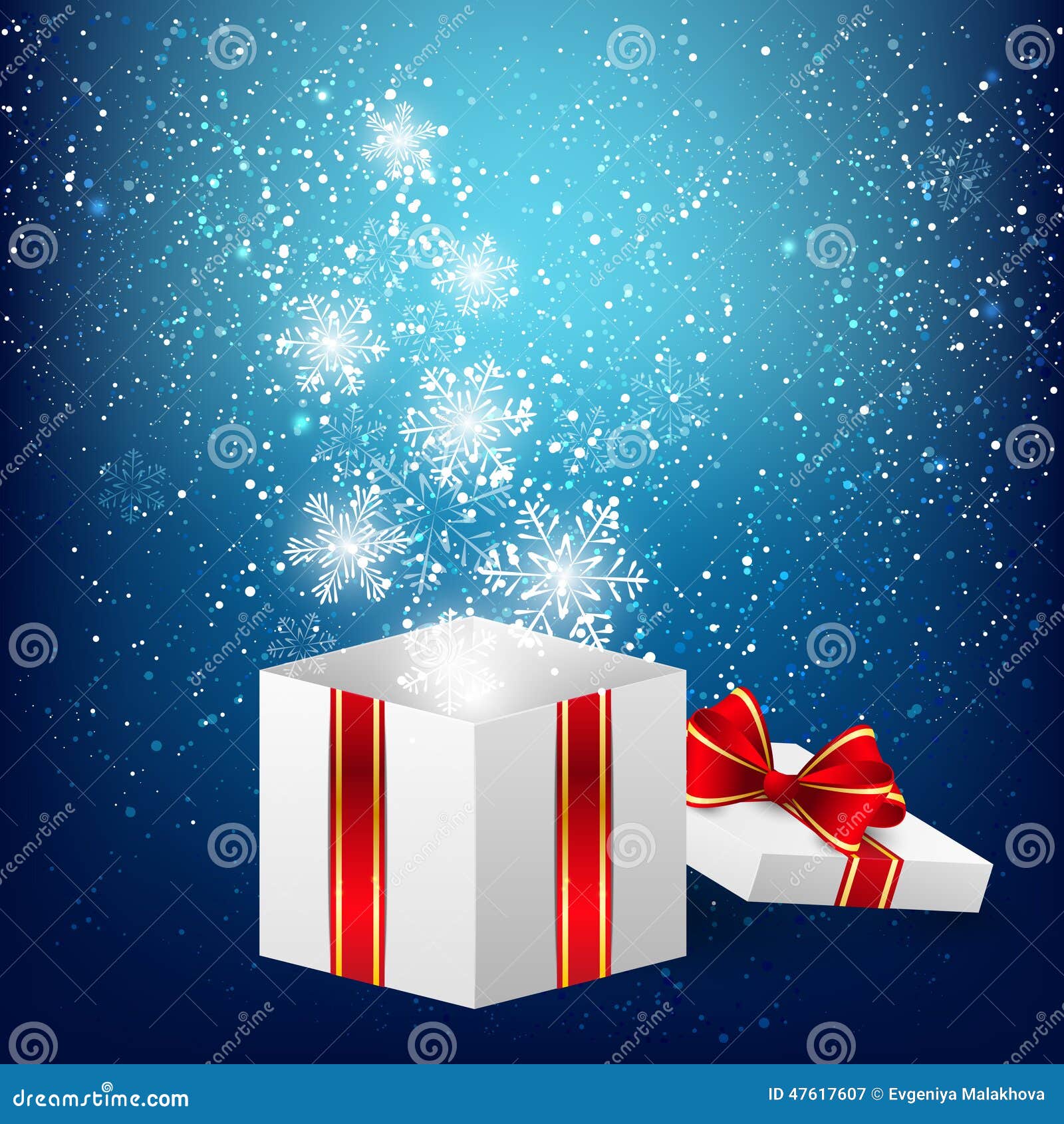 Christmas Gift Box with Shiny Snowflakes Stock Vector - Illustration of ...