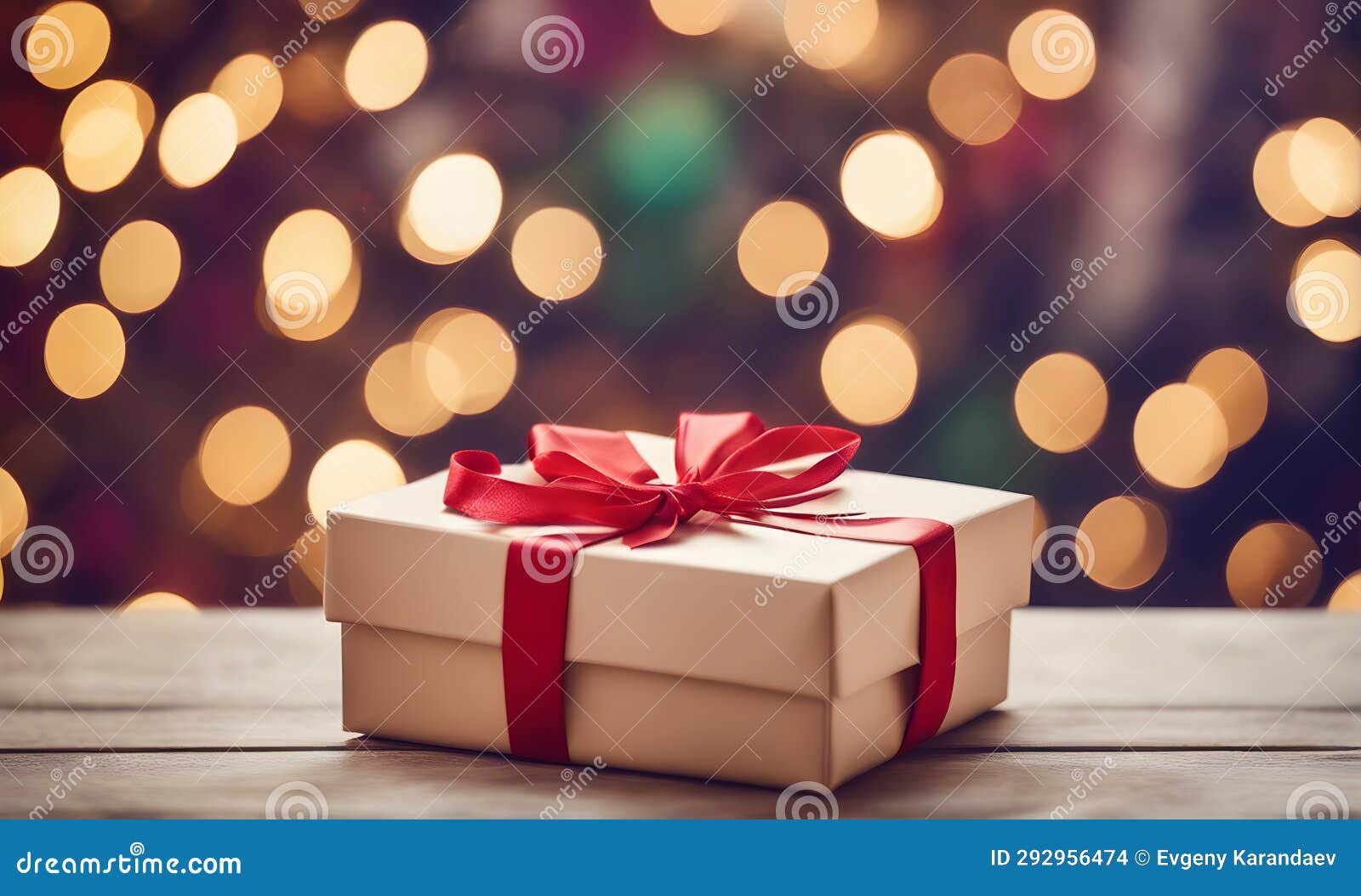 Christmas Gift Box on Table Stock Illustration - Illustration of ...