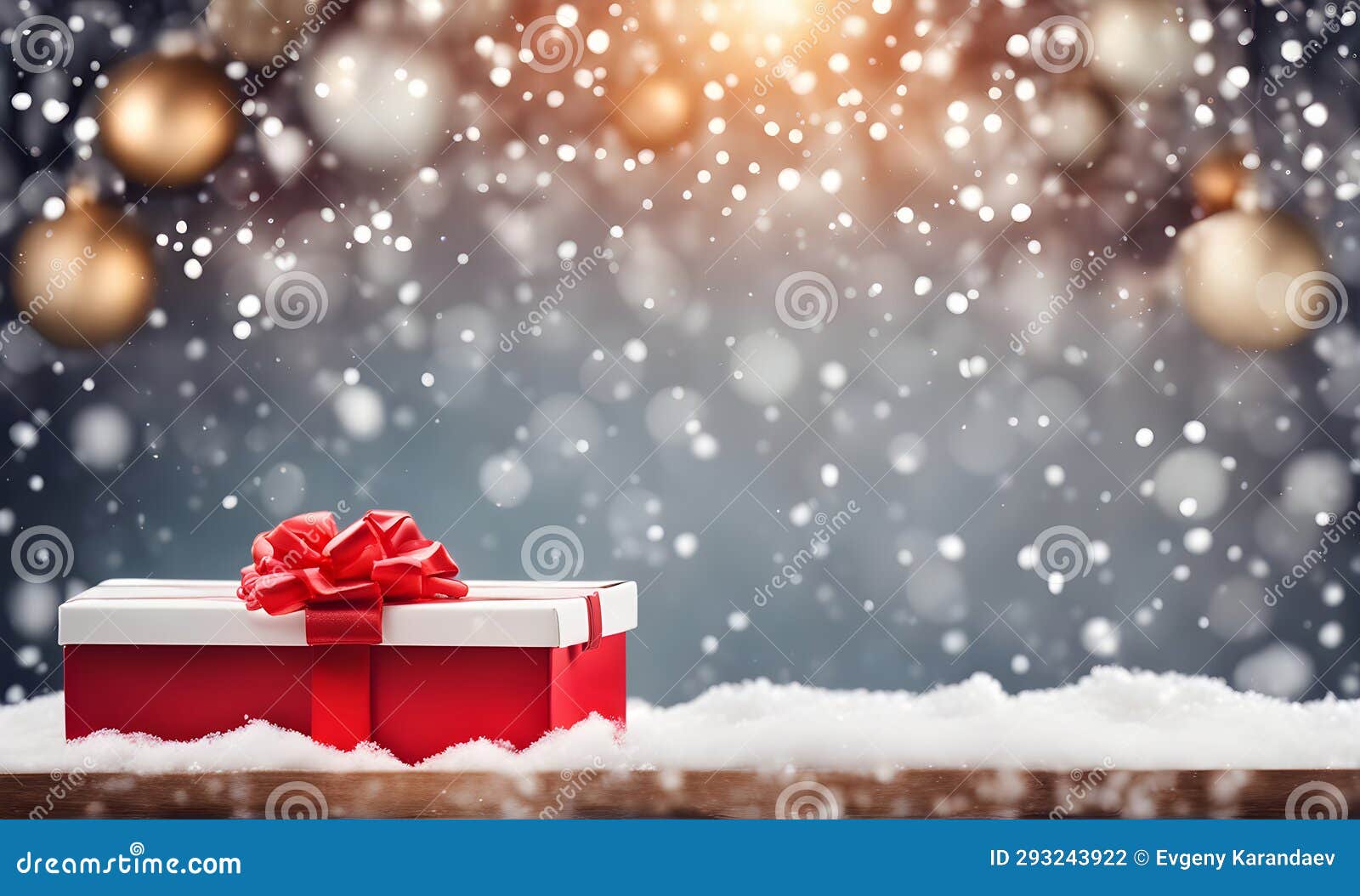 Christmas Gift Box on Table Stock Illustration - Illustration of snow ...