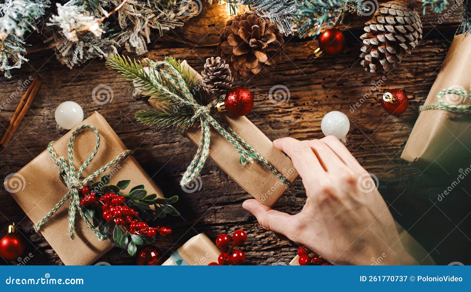 Christmas Gift Box on the Table and Presents Stock Image - Image of ...