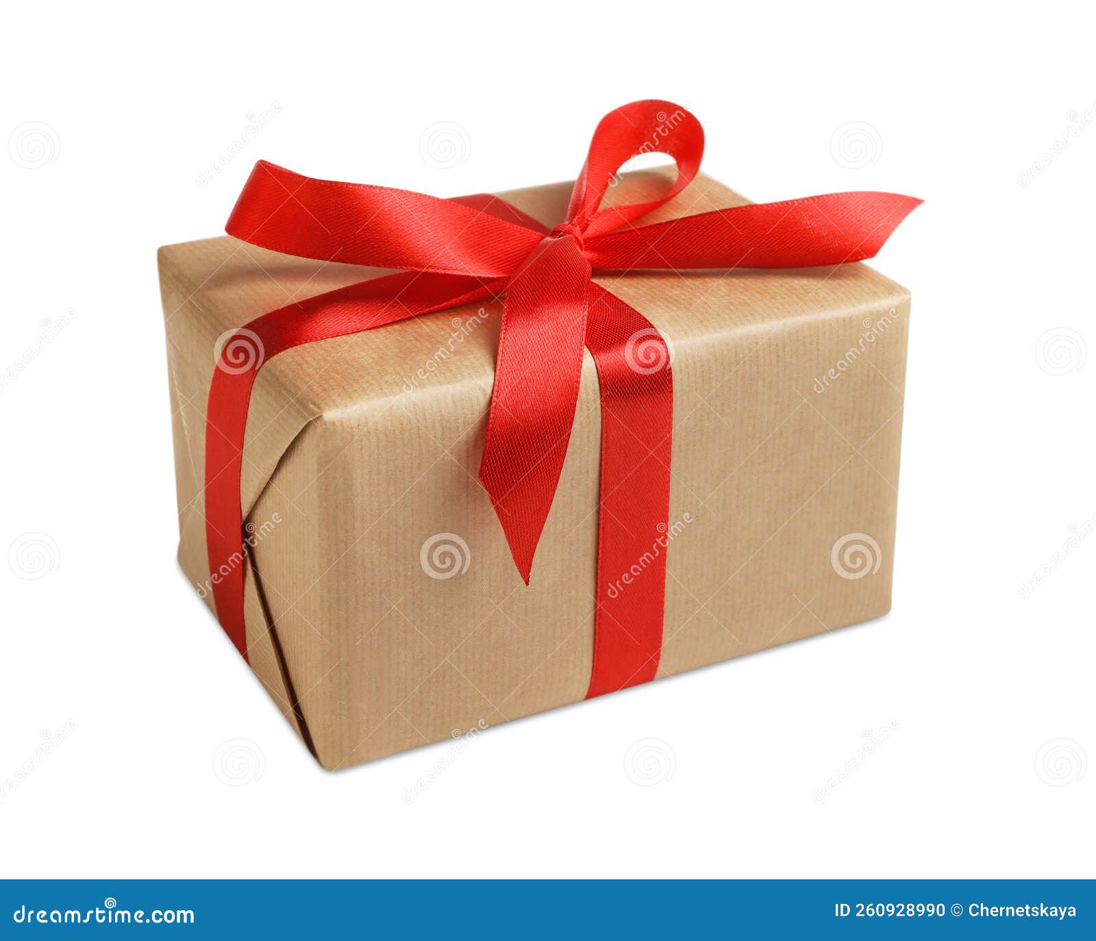 Christmas Gift. Box Wrapped in Kraft Paper on White Background Stock ...