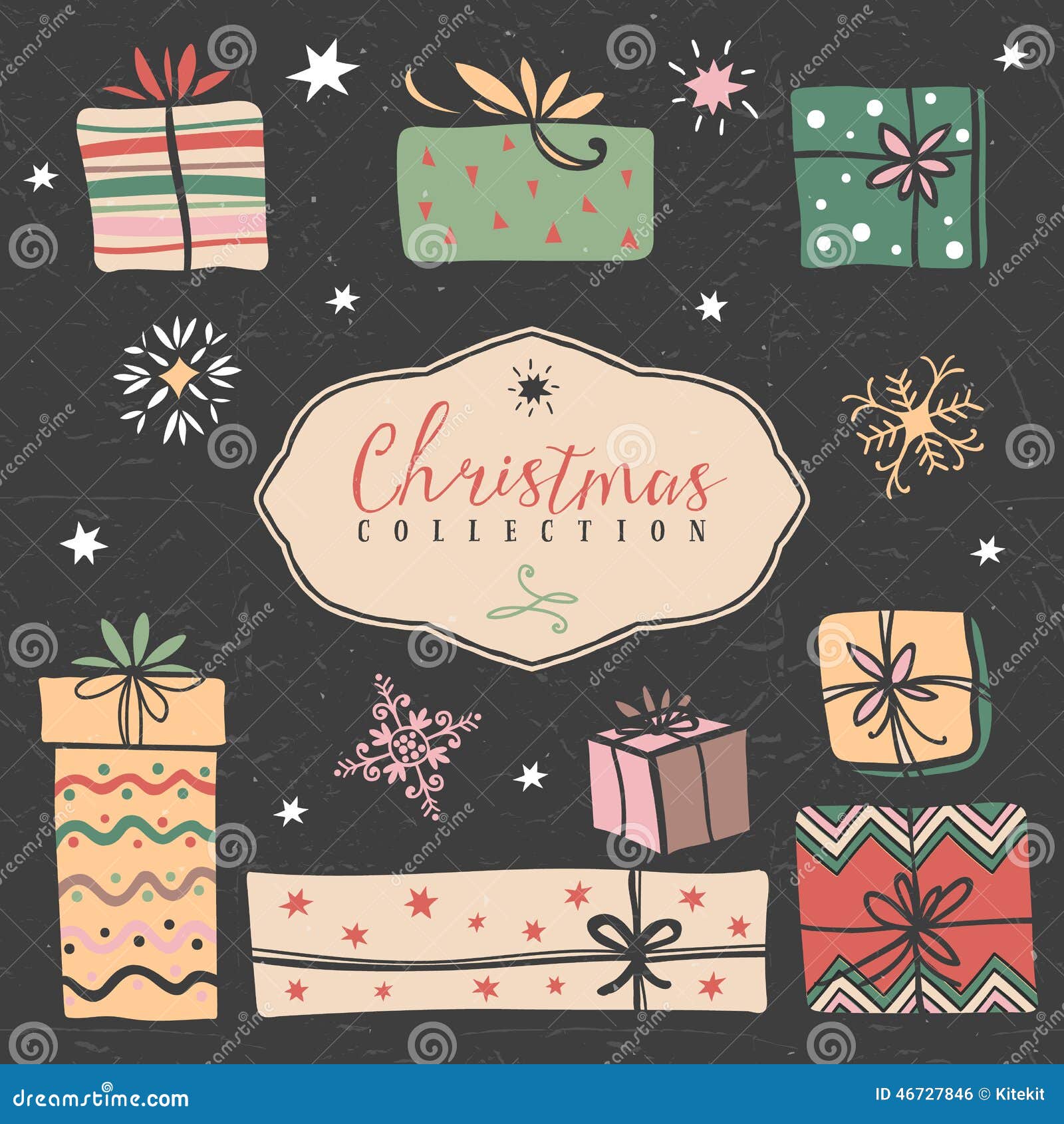 Christmas Gift Boxes. Hand Drawn Illustration Stock Vector ...