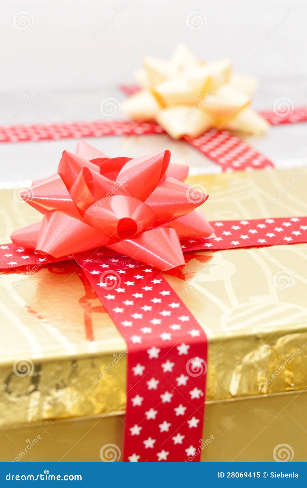Christmas Gift Boxes with Ribbons Stock Image - Image of package, path ...