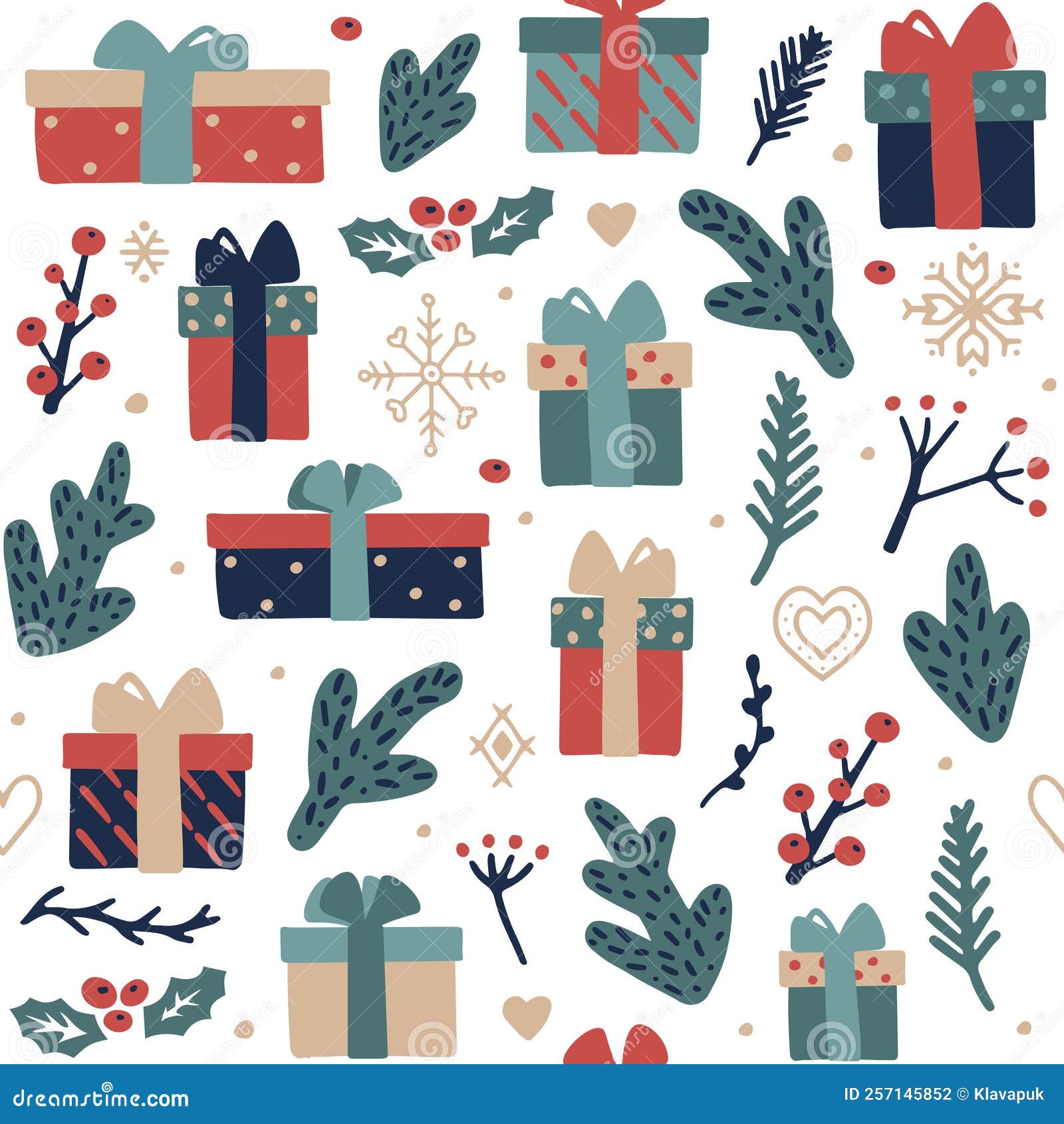 Christmas Gift Boxes Seamless Pattern. Hand Drawn Background Stock Vector - Illustration of card ...