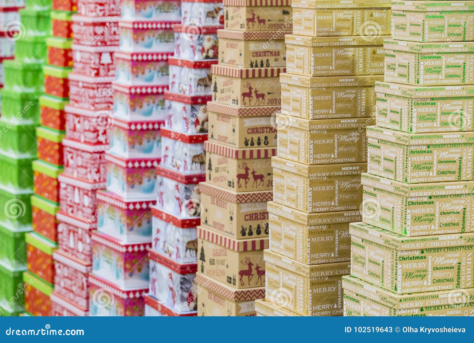 Christmas Gift Boxes Standing in Rows. Background Texture of Gifts ...