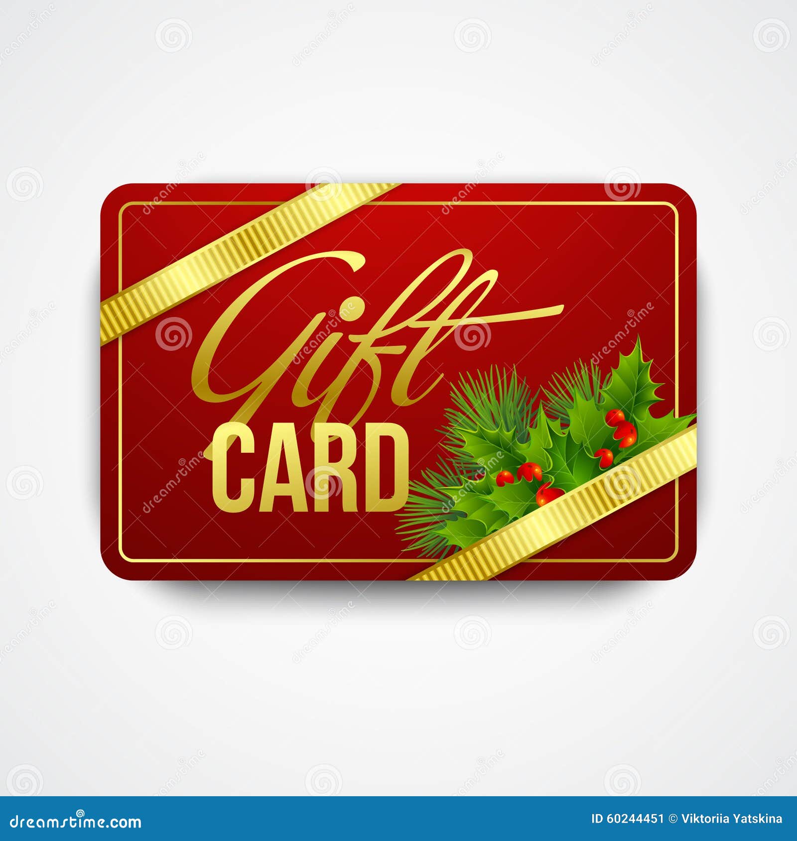 Christmas Gift Card with Holly. Vector Stock Vector - Illustration of ...