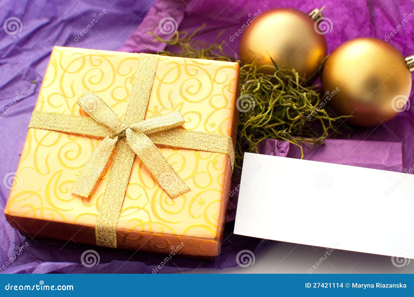 Christmas Gift with Card for Text Stock Photo - Image of copy, holiday ...