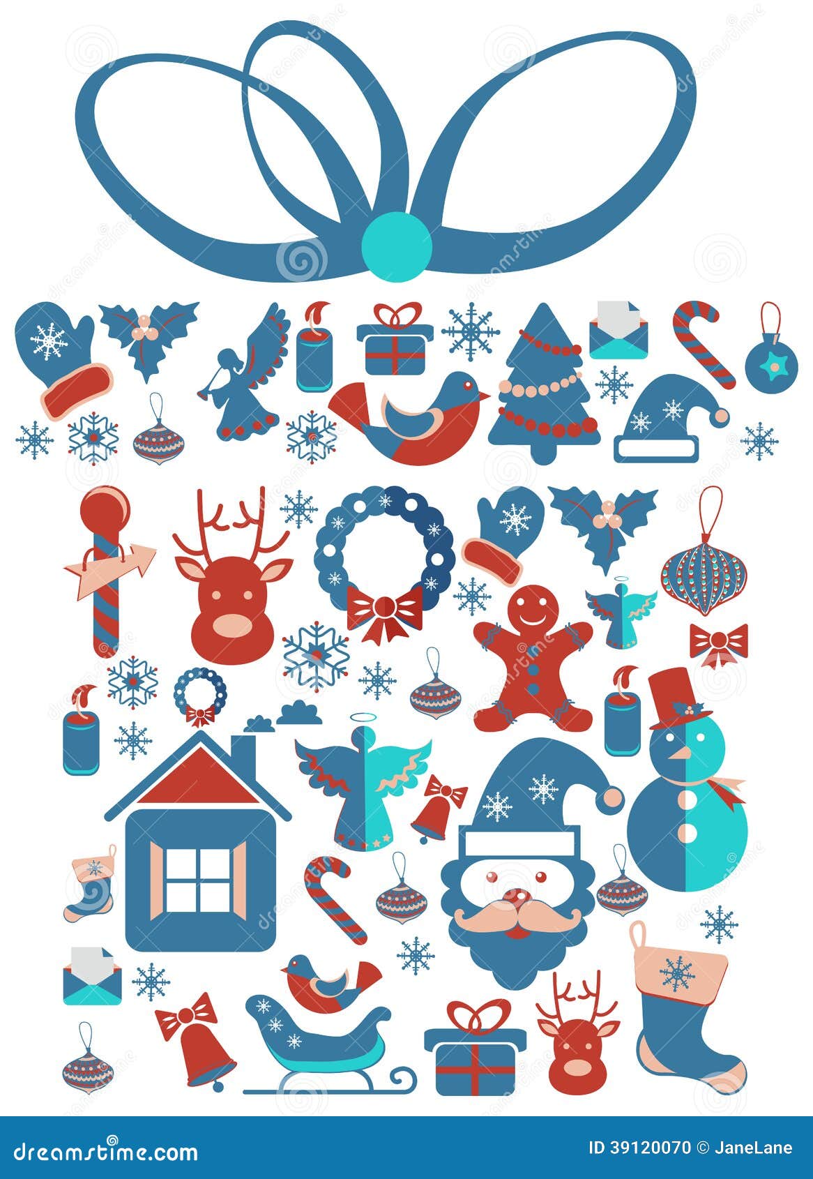 Christmas Gift with Christmas Icons Stock Vector - Illustration of ...