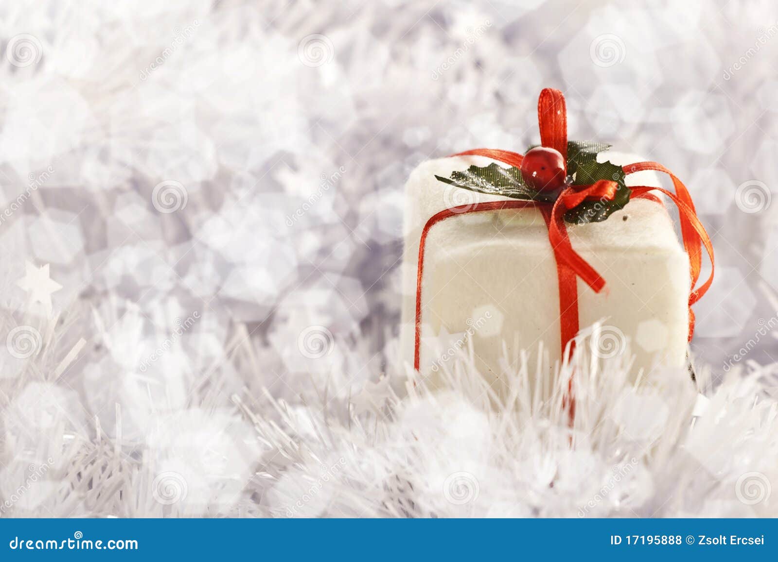 Christmas Gift in Freezing Cold Winter Background Stock Photo - Image ...