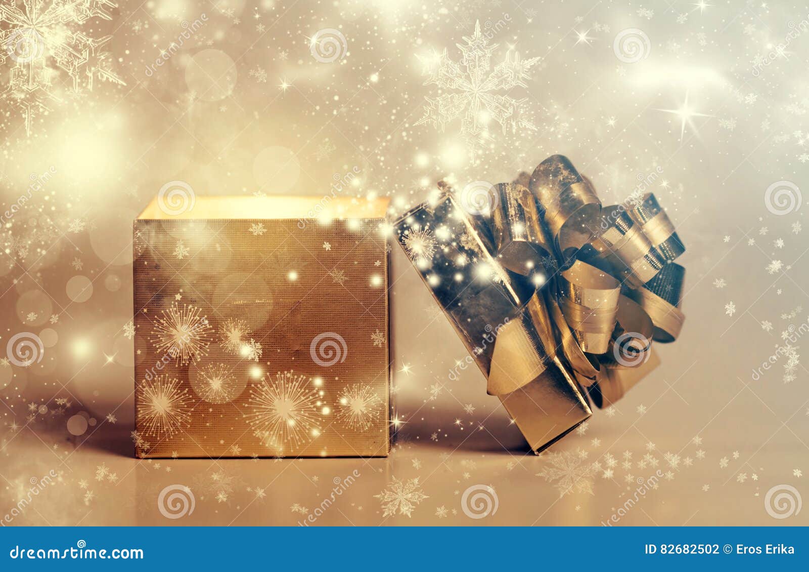 Christmas Gift on Golden Background Stock Photo - Image of christmas ...