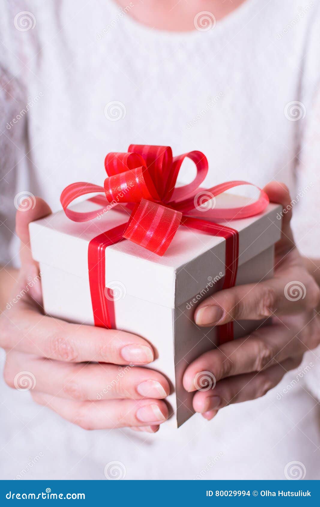 Christmas gift in hand stock photo. Image of hand, close - 80029994